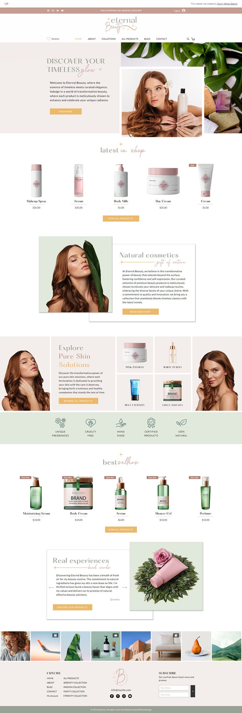 Ecommerce Wix Website Template, Boho Wix Website Design, Cosmetics ...