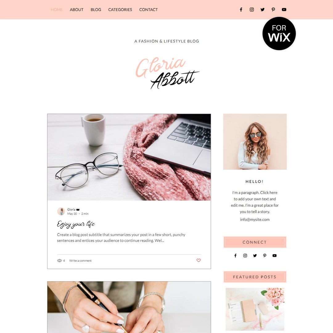 Wix Blog Website - Wix Website Template - Wix Website Design - Fashion ...