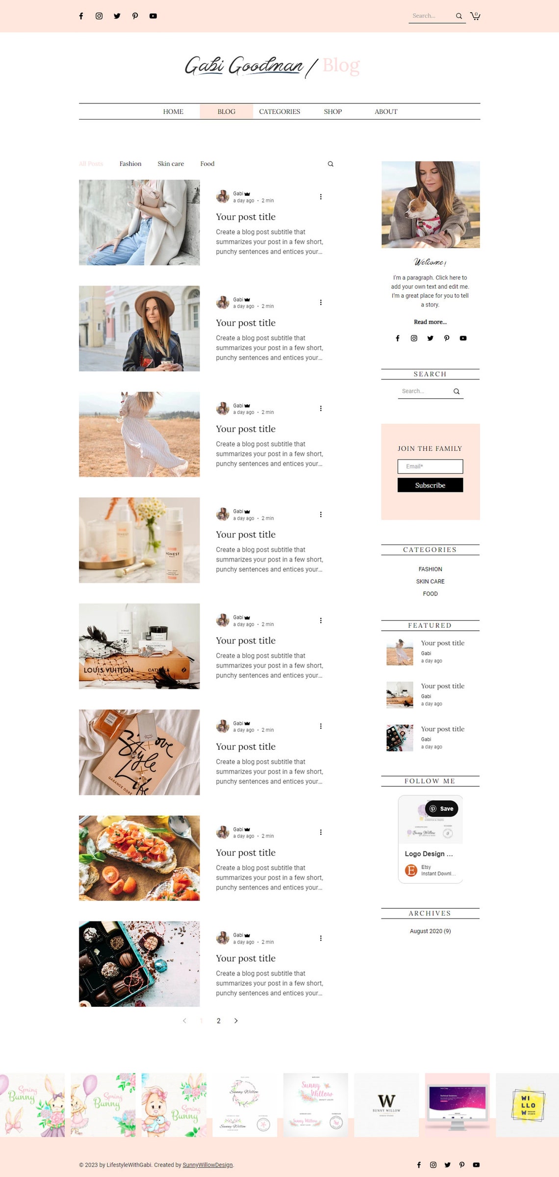 Wix Blog Website Wix Website Template Beauty Blog Wix - Etsy