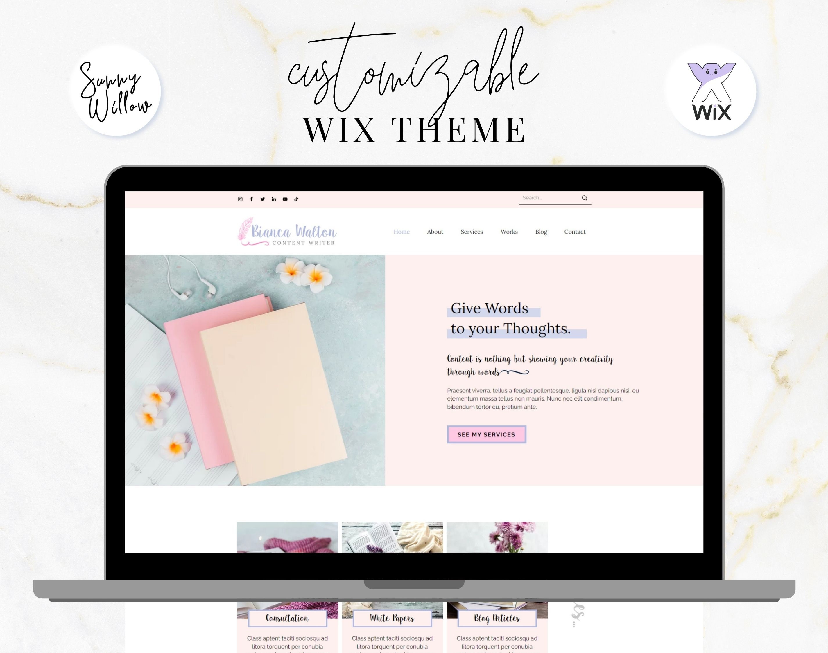 Wix Writer Template - Etsy