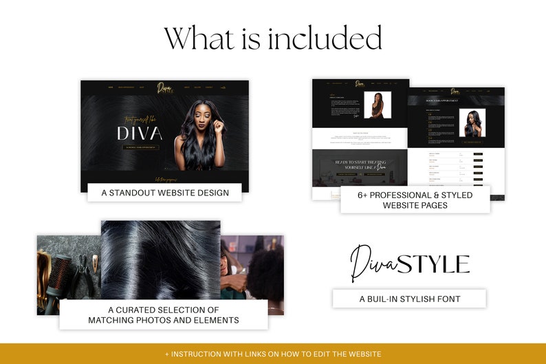 Bold Style Wix Website Template: Hair Salon, Wig Store - Etsy