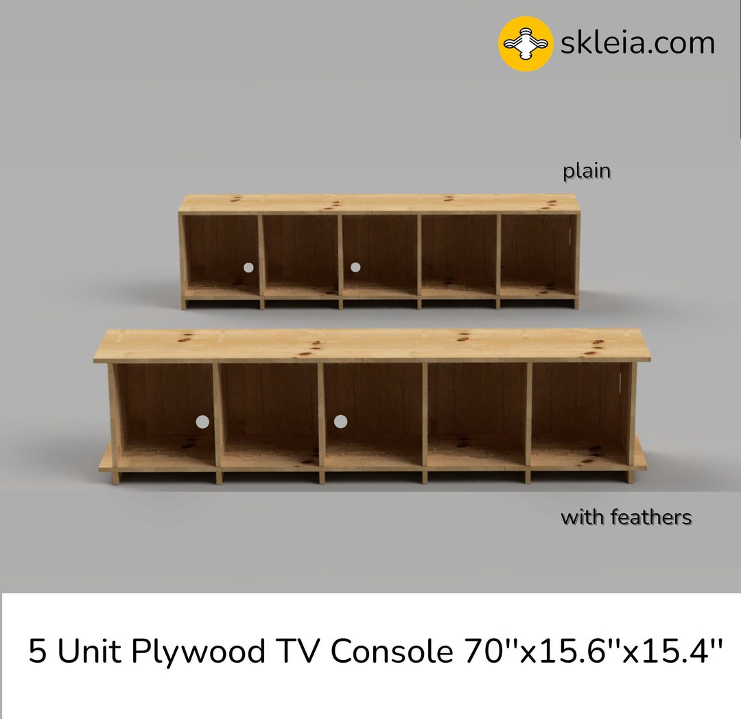 5 Unit Flatpack Comb Gridlock Modern Plywood Bookshelf TV Stand ...