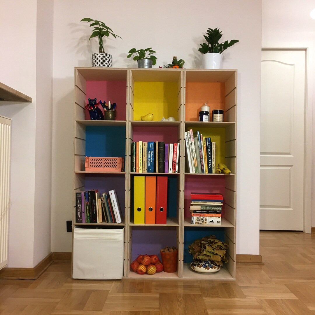 3x4 Color Bookshelf With Adjustable Shelves for Vinyl Records, Books ...