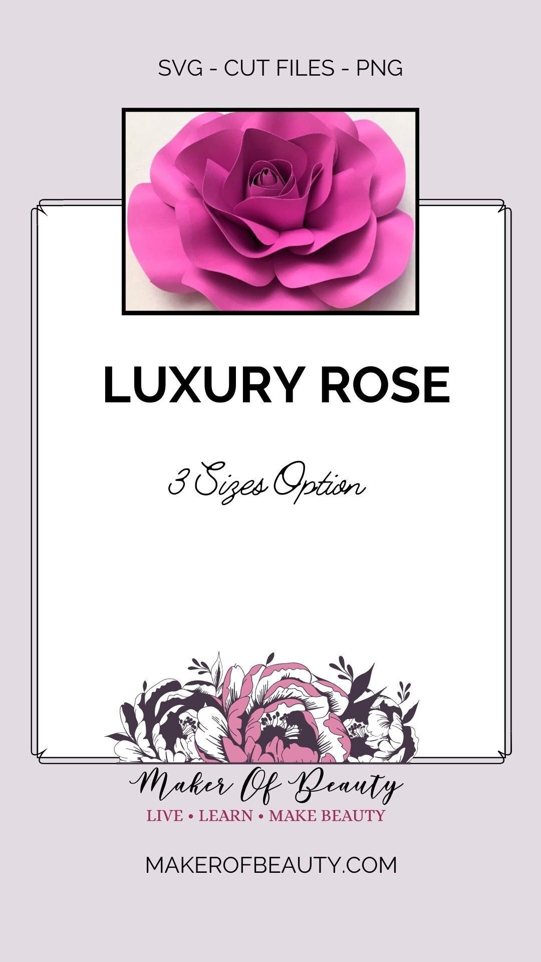 Luxury Rose Sizes S M L XL Paper Flower Digital Cut - Etsy