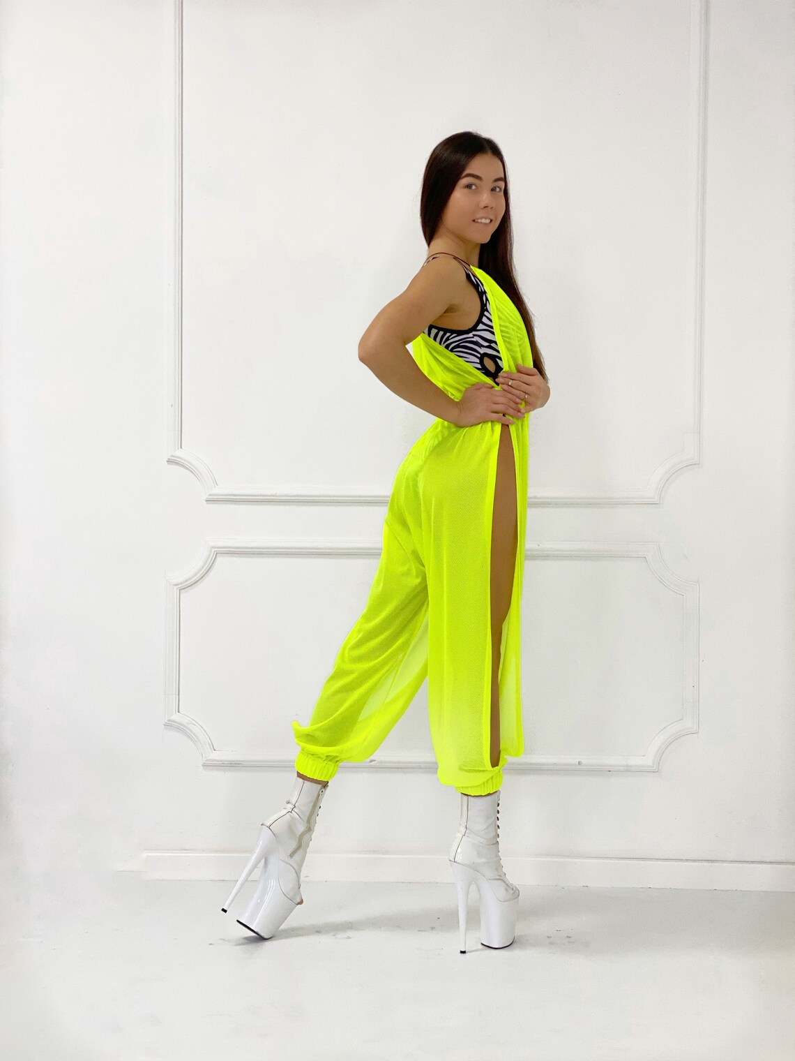 Rave outfit neon Festival bodysuit women Exotic dancwear one | Etsy