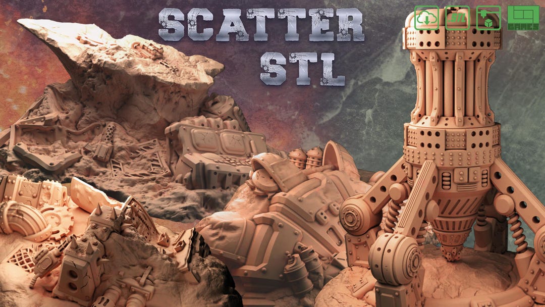 Industrial Junk Scrap Scatter - 3D Printable Stl Buildings and Scatter ...