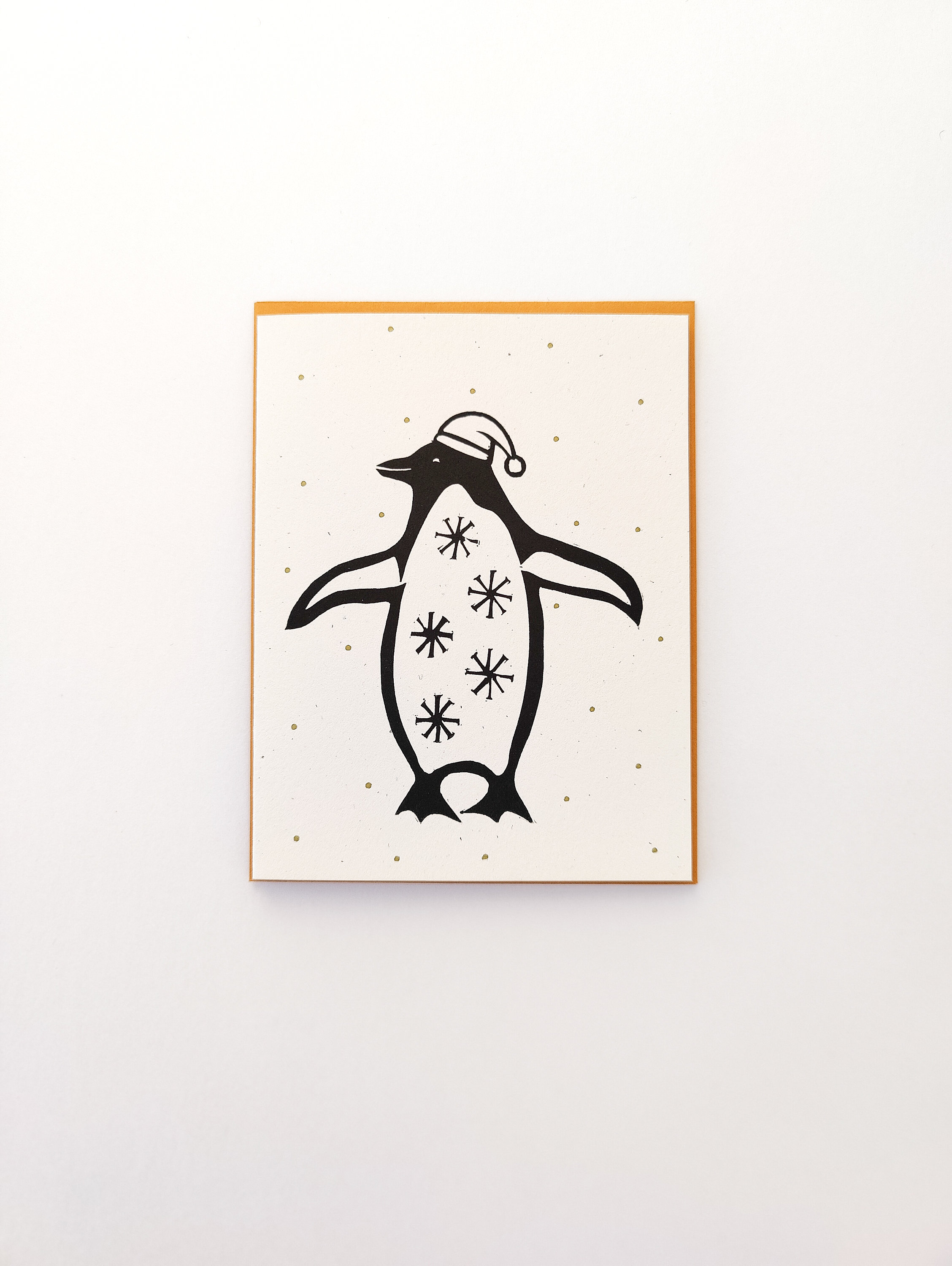 Handprinted Linocut Christmas Penguin Card - 100% Recycled Paper and ...