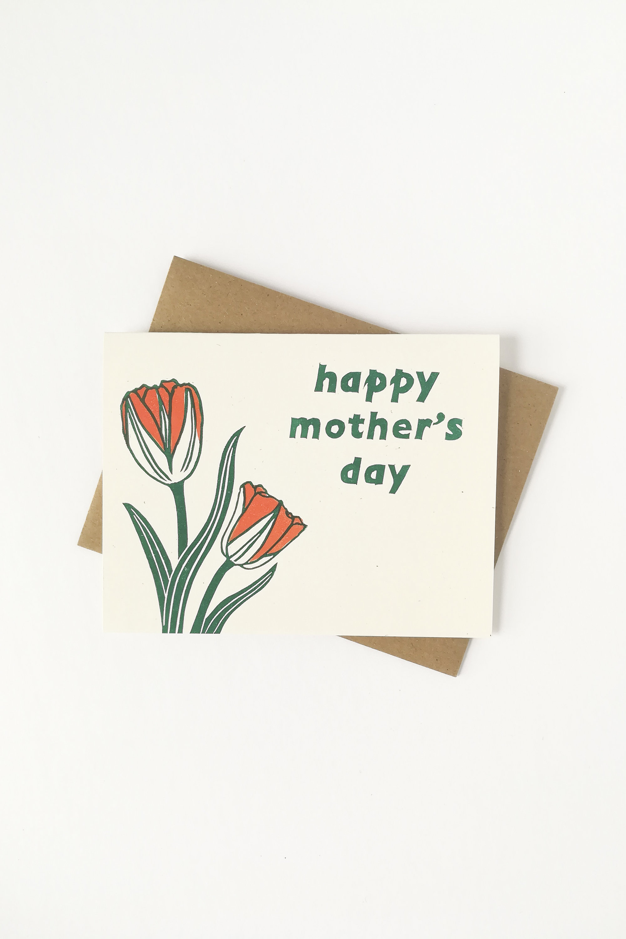 Handprinted Linocut Mother's Day Tulips Card - 100% Recycled Paper and ...