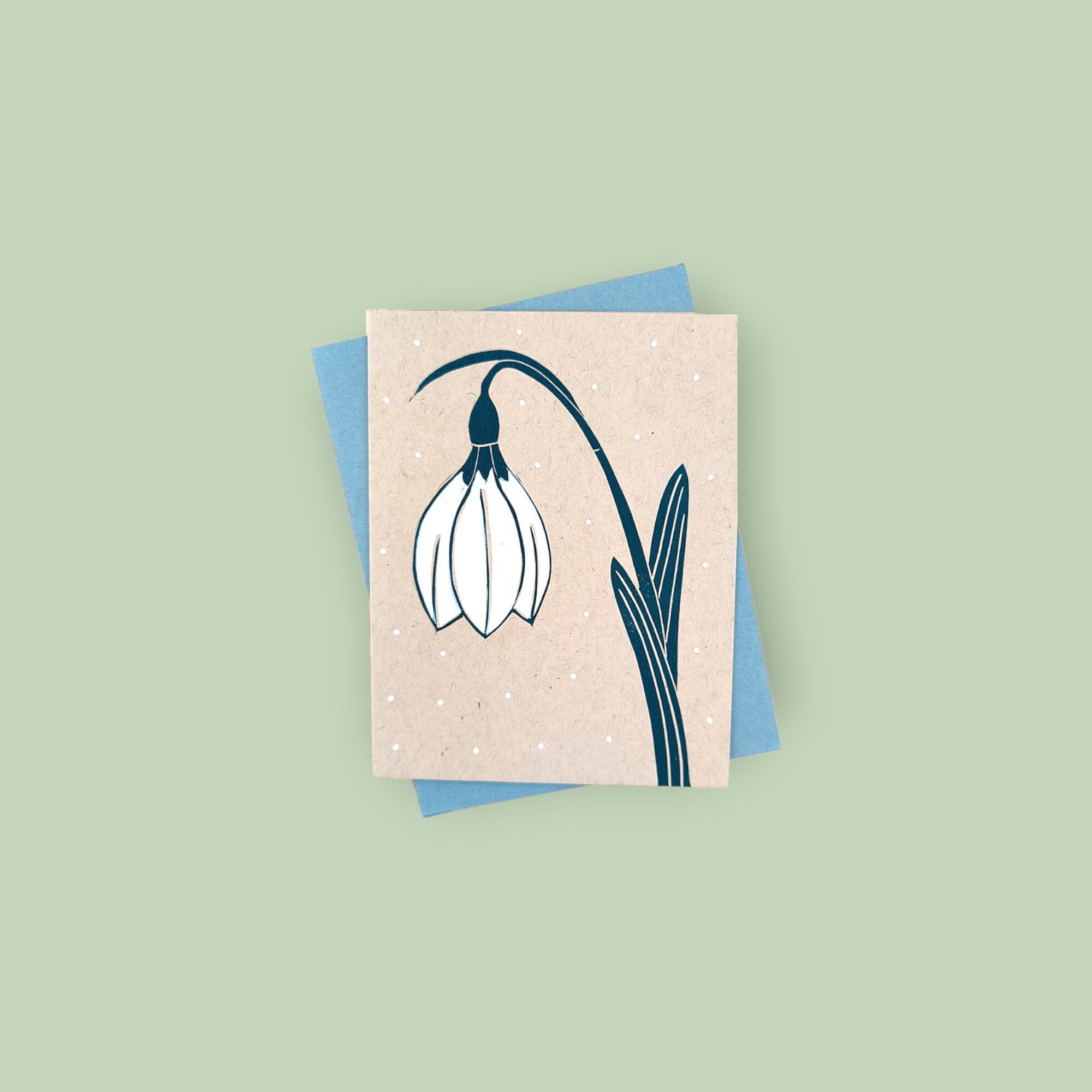 Handprinted Linocut Snowdrop Card 100% Recycled Paper and Sustainable ...