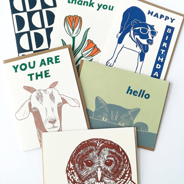 Linocut Cards - Etsy