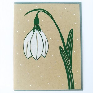 Handprinted Linocut Snowdrop Card 100% Recycled Paper and - Etsy