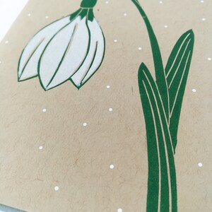 Handprinted Linocut Snowdrop Card 100% Recycled Paper and - Etsy