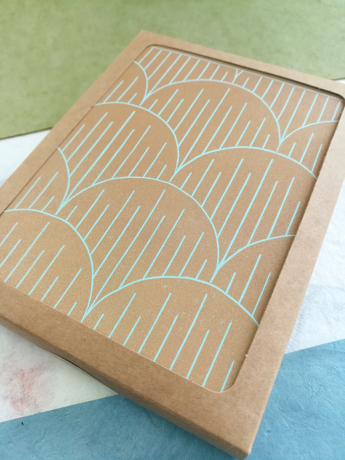 Set of 6 Handprinted Linocut Art Deco Notecards - 100% Recycled Card ...
