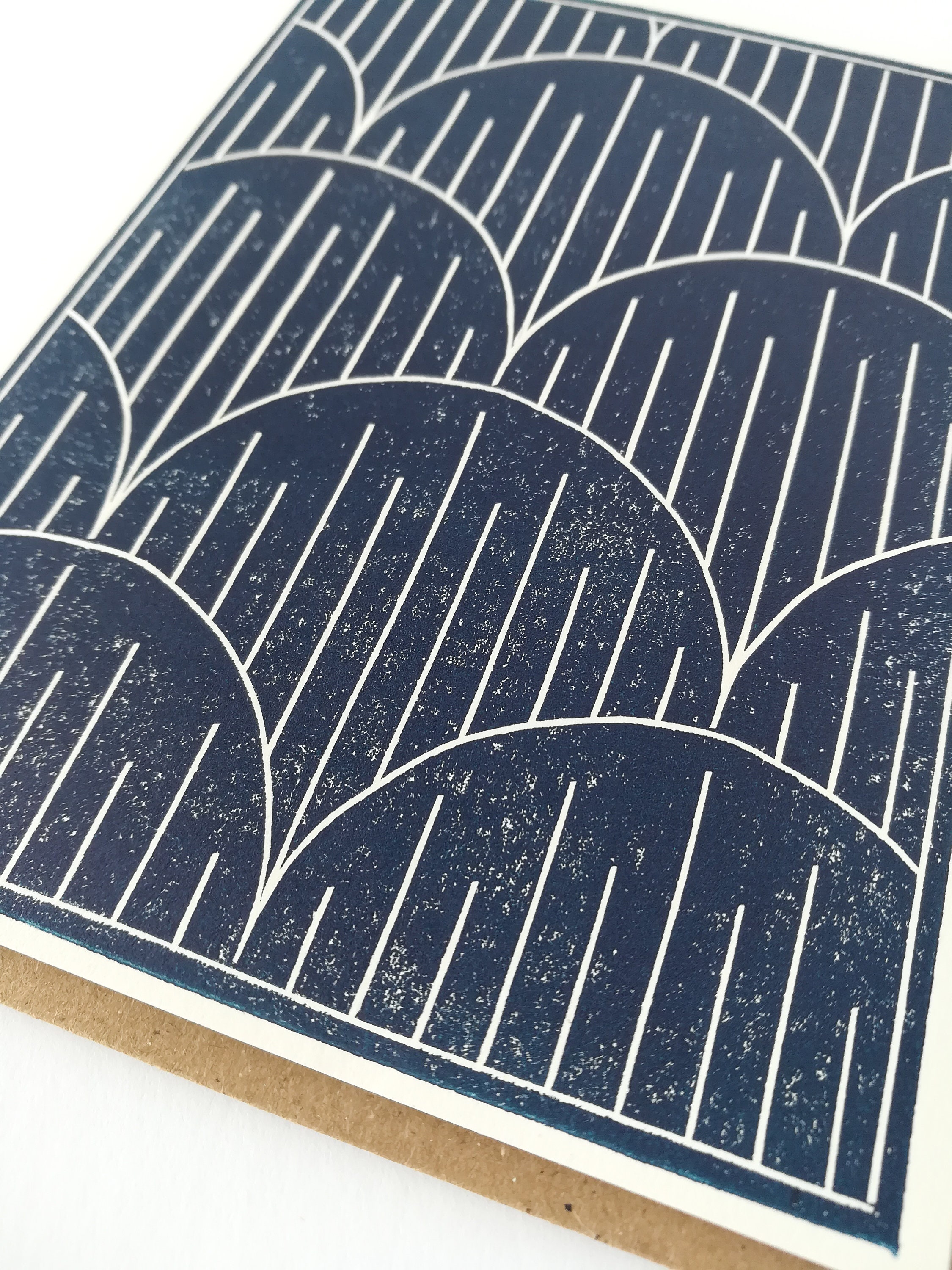 Handprinted Linocut Art Deco Fans Card - 100% Recycled Paper and ...