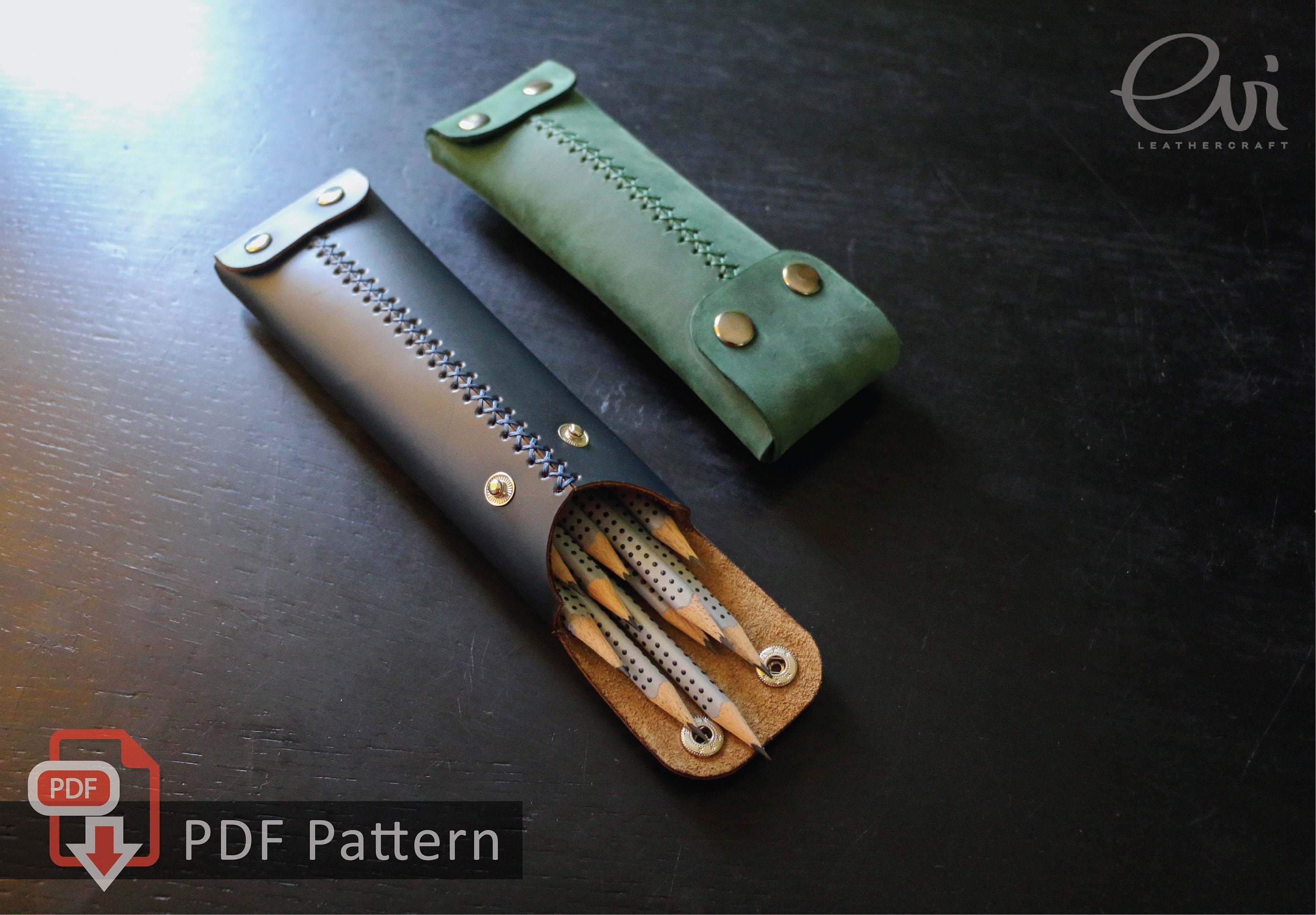 Leather Pencil Case Pattern Leather Pen Case Easy Print - Etsy Singapore