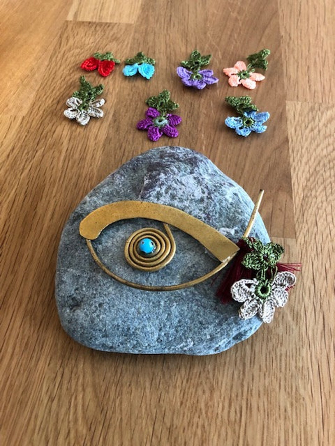 Evil Eye Design Natural Stone / Evil Eye Home Decor / Handcrafted ...