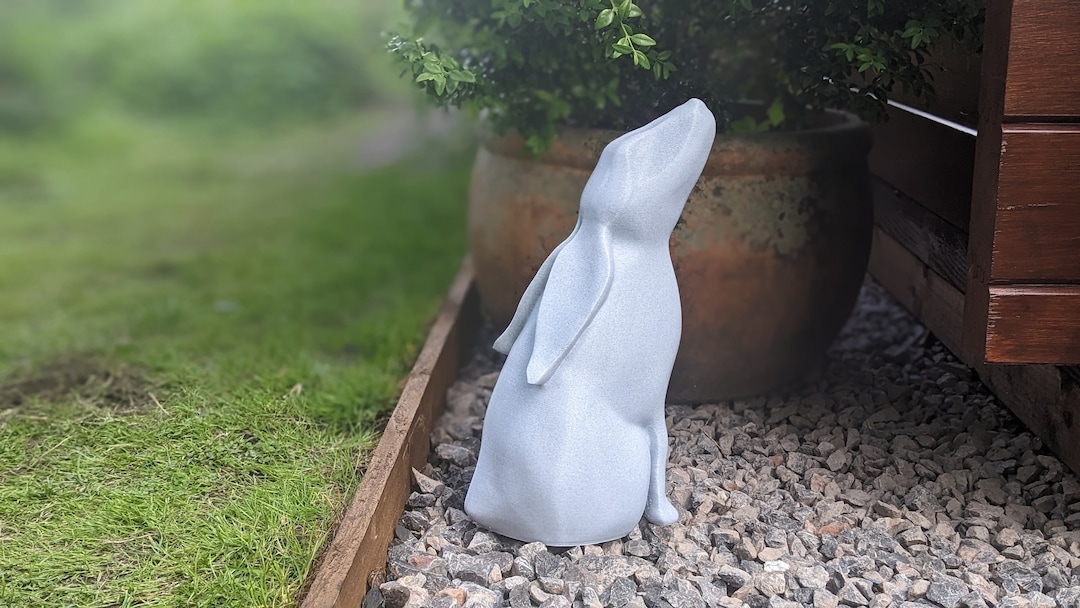 Moongazing Hare Garden Sculpture, Wild Hare Ornament, Garden Ornament ...