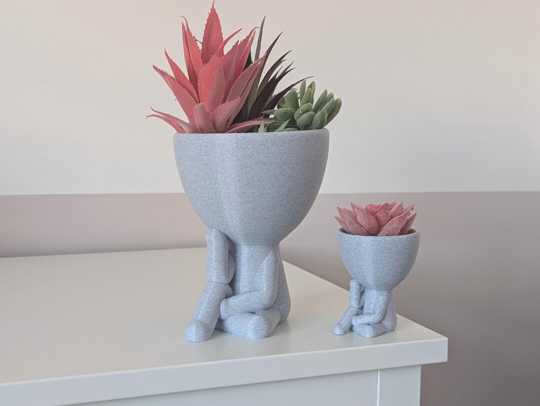 3D Printed Thinker Planter – Marble or White, Small or Large - Etsy
