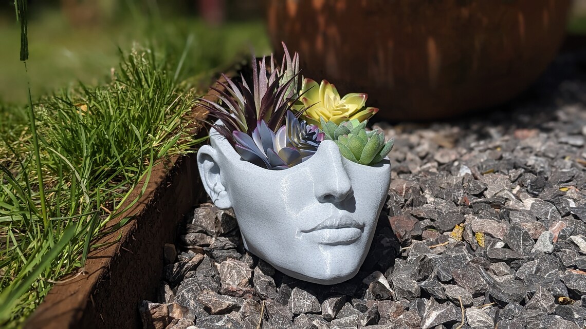 Abstract Face Plant Pot, Half Face Garden Decor - Etsy