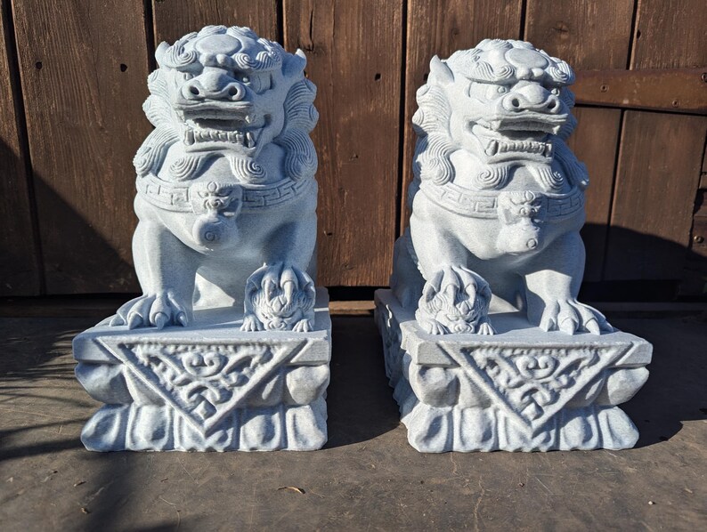 Foo Dogs Statues, Foo Dog Pair, Female Fu Temple Dog, Foo Dog Cubs ...