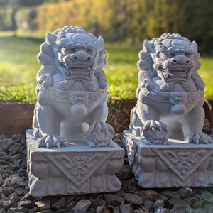 Foo Dogs Statues, Foo Dog Pair, Female Fu Temple Dog, Foo Dog Cubs ...