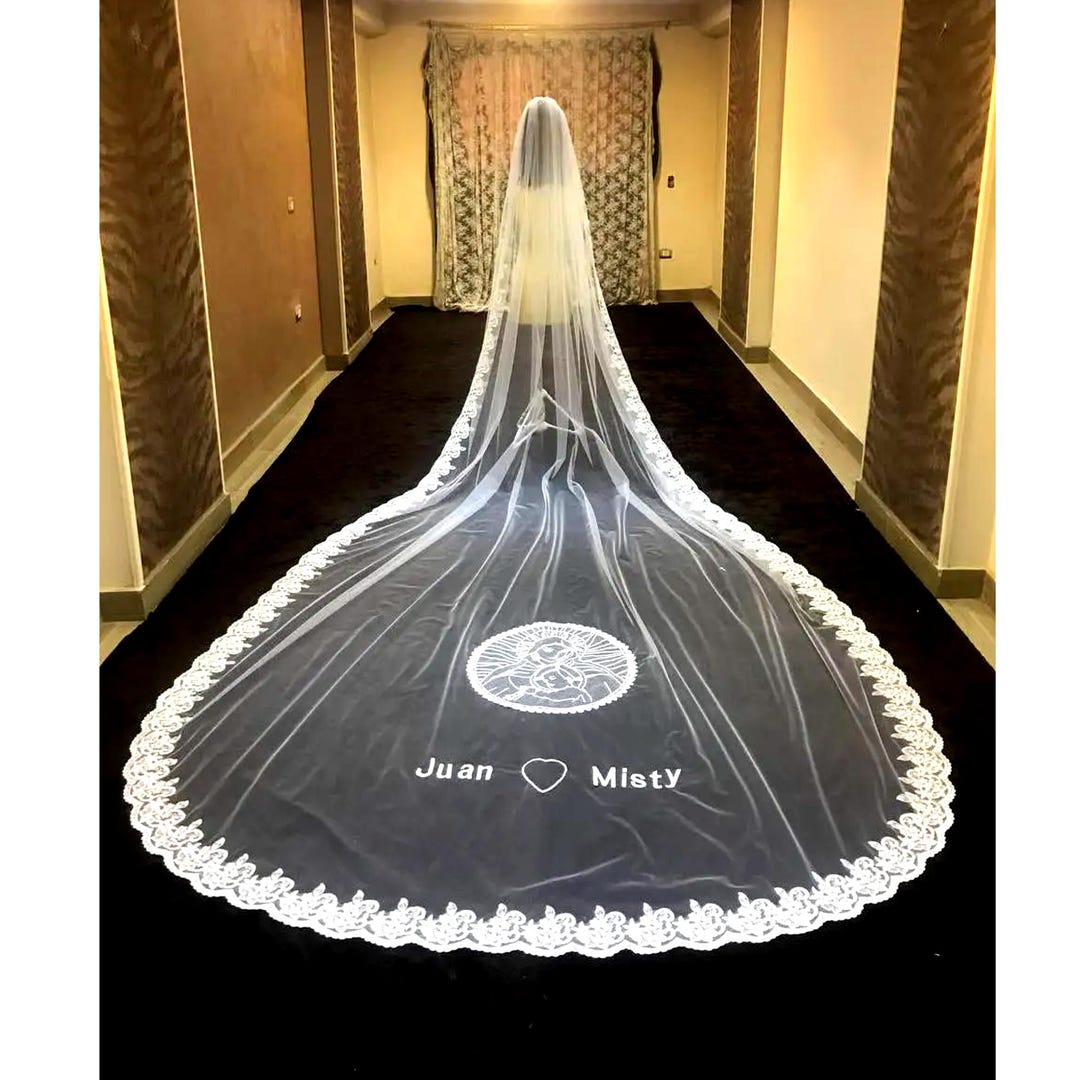 Marry Bridal Veil, Embroidery Virgin Merry Veil, Embroidery Letters ...