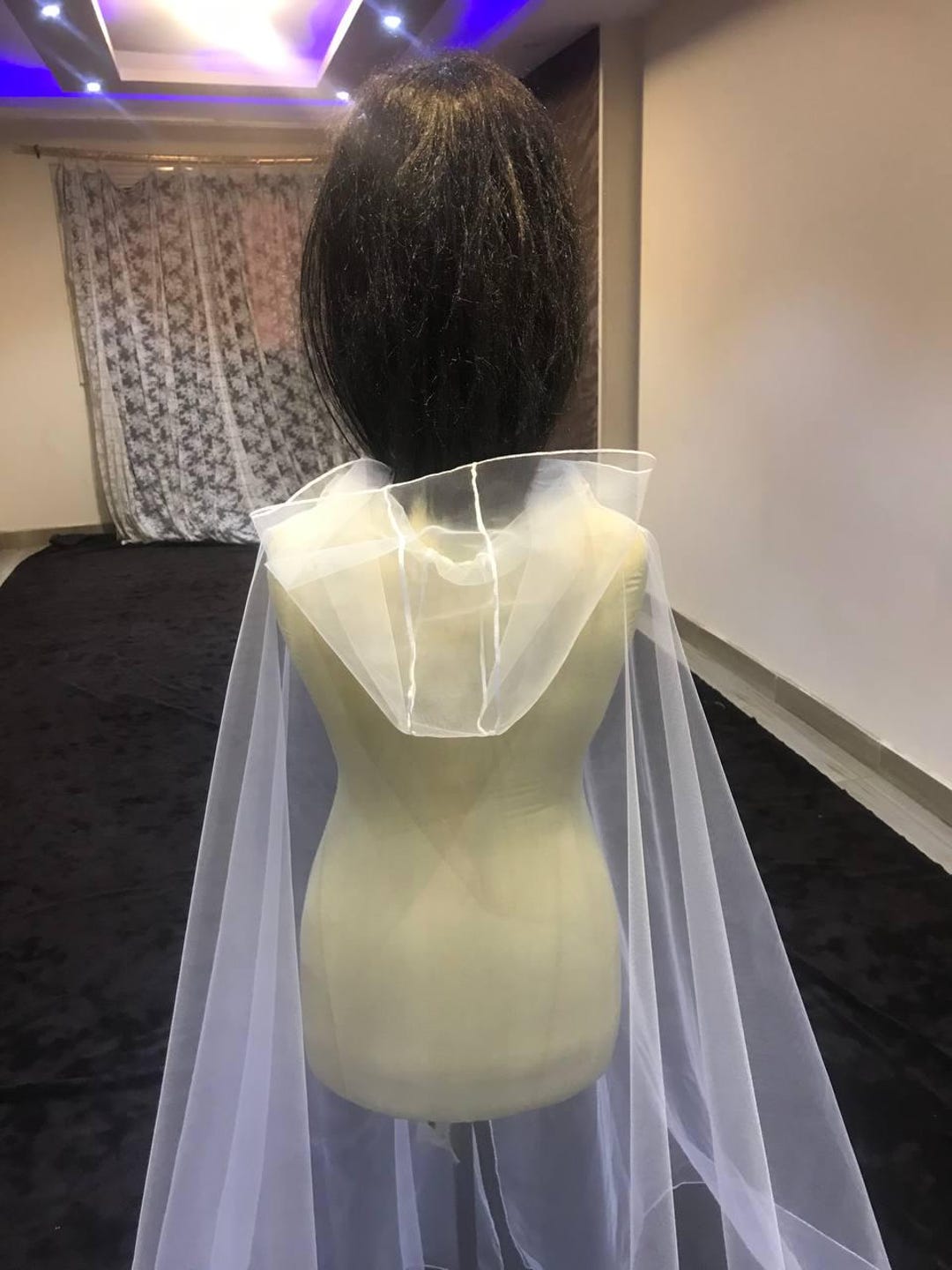 Hood Cape Veil, Bridal Clock, Hood Cape Veil for Bride, Hooded Lace ...
