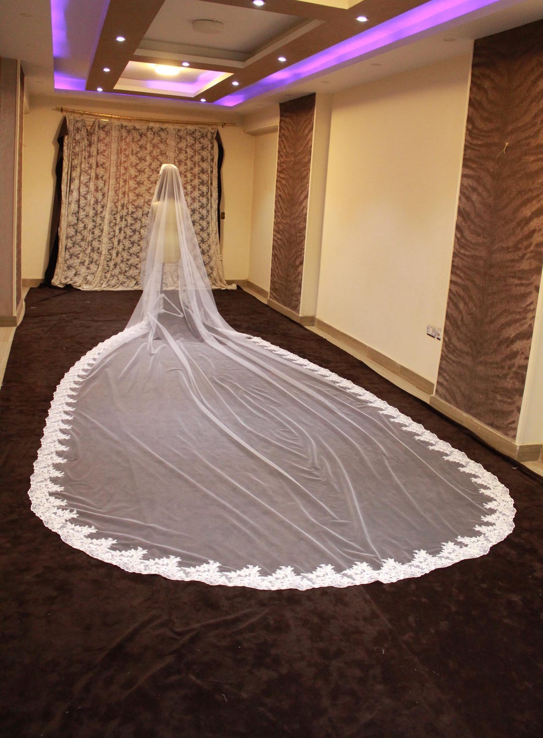 Bridal Long Lace Veil, Mantilla Lace Veil, Wedding Veil 10 Meters ...