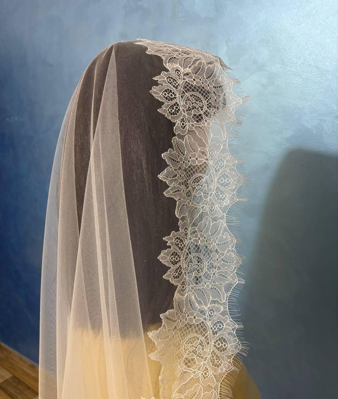 Mantilla French Veil, French Lace Veil, Chantelle Veil With Lace Trim ...