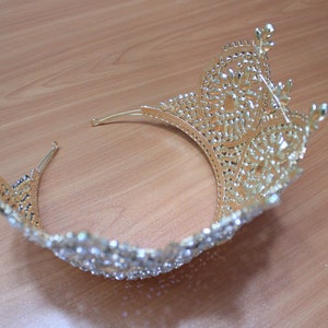 High Tall Queen Crown, Royal Tiaras for Bride, Gold Tall Crowns, Queen ...