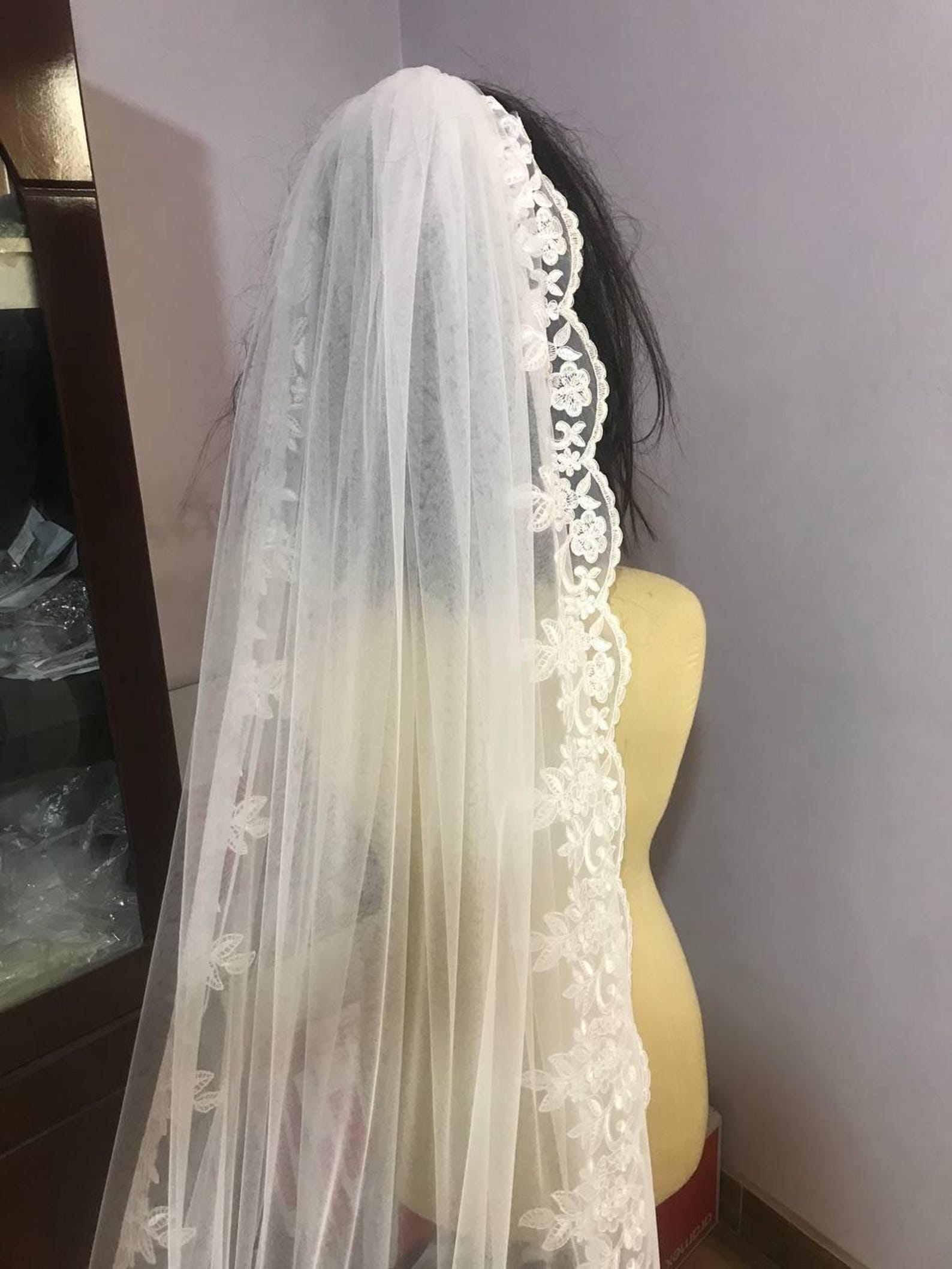 Embroidery Lace Bridal Veil: Custom Name, Jesus, Monogram - Etsy