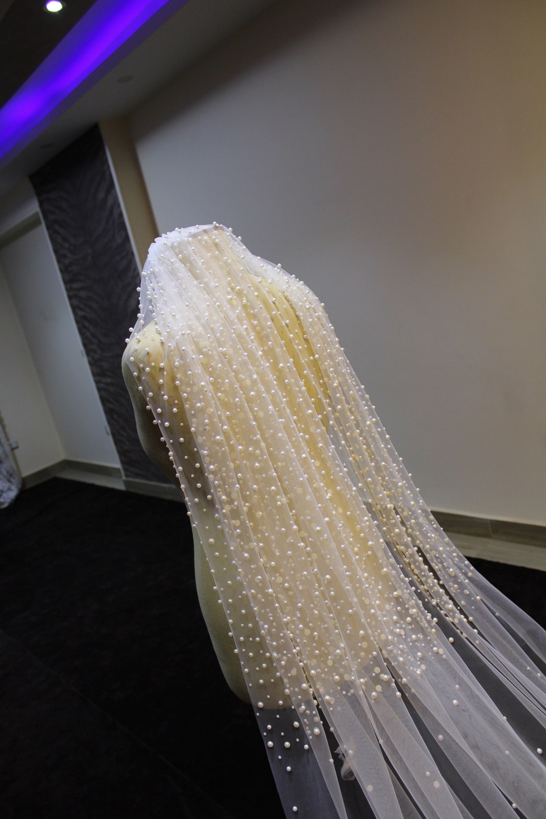 Bridal Pearls Veil, Cathedral Pearl Veil, Beaded Pearl Veil, Bridal ...