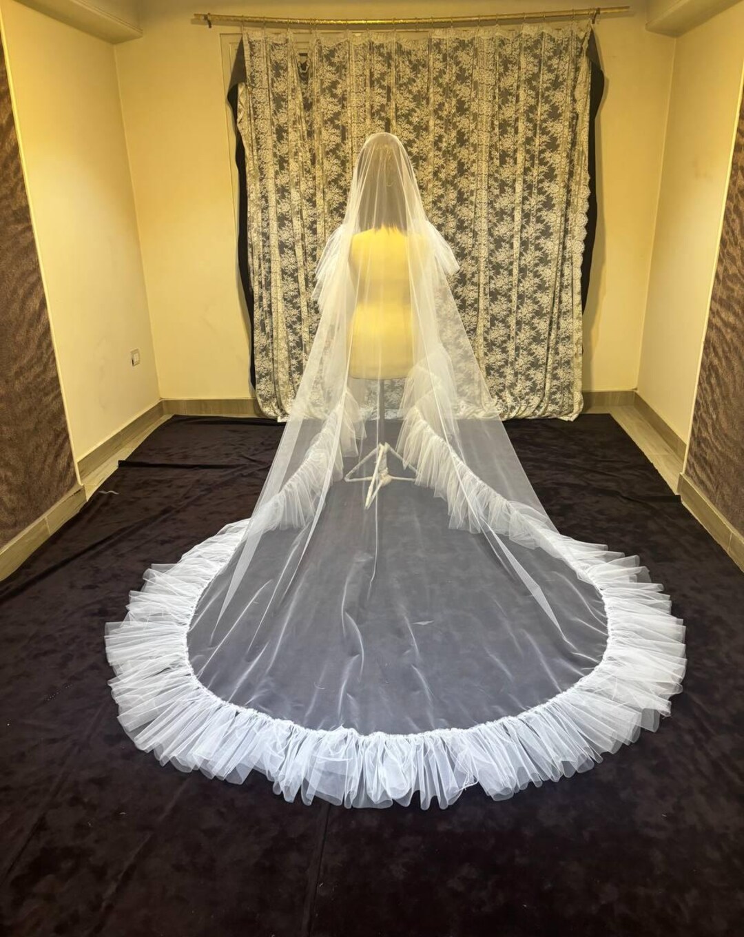 Ruffle Trim Cathedral Bridal Veil: Mantilla Wedding Veil - Etsy