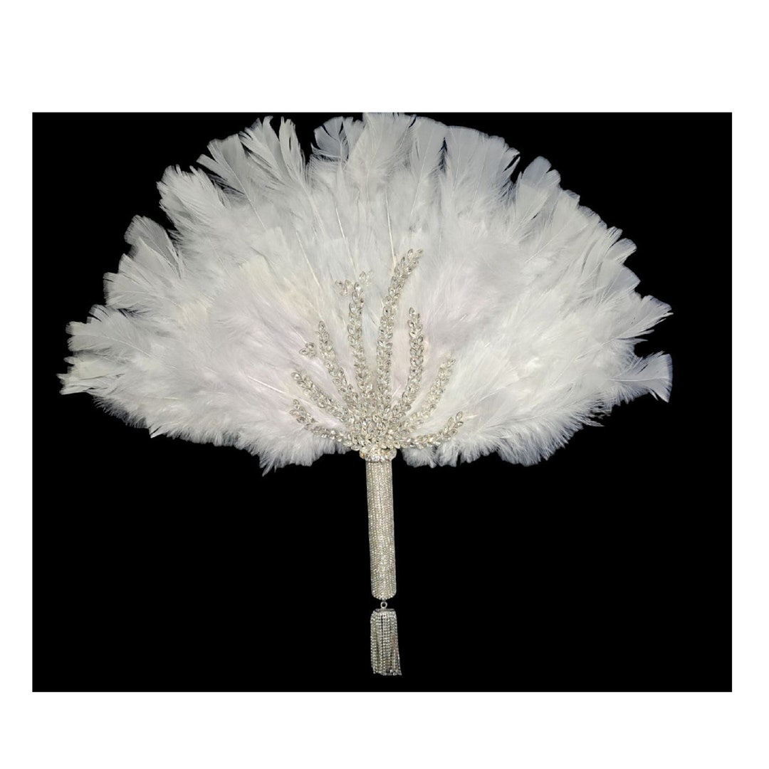 Feather Fan Brides Ostrich Fan Wedding Hand Fan Bridal Silver Feather ...