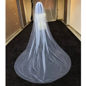 Cathedral Pearls Veil, Heavy Pearls Veil, Beaded Veil With Comb, Bridal ...