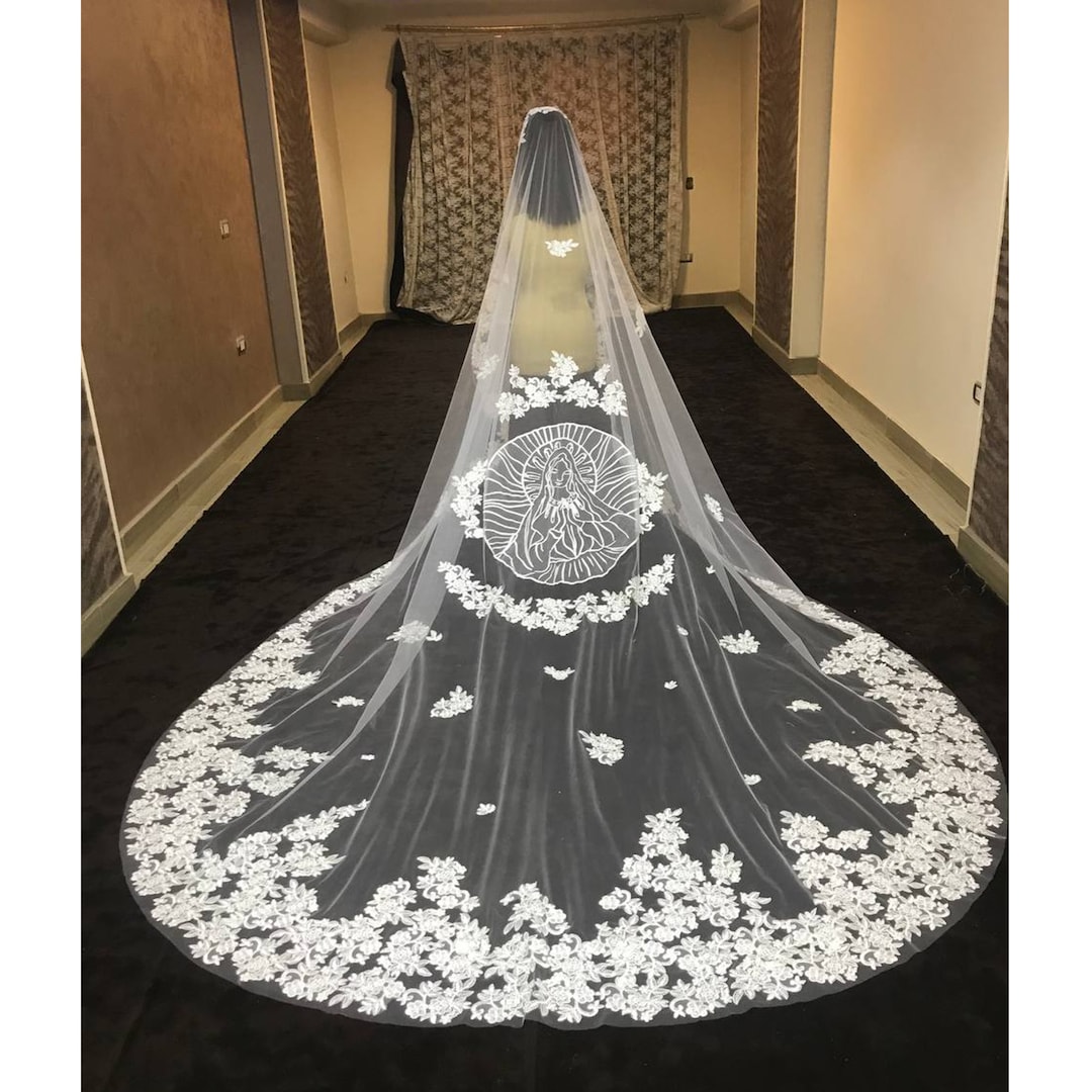 Bespoke Marry Veil, Embroidery Virgin Merry Veils, Mantilla Veil Family ...