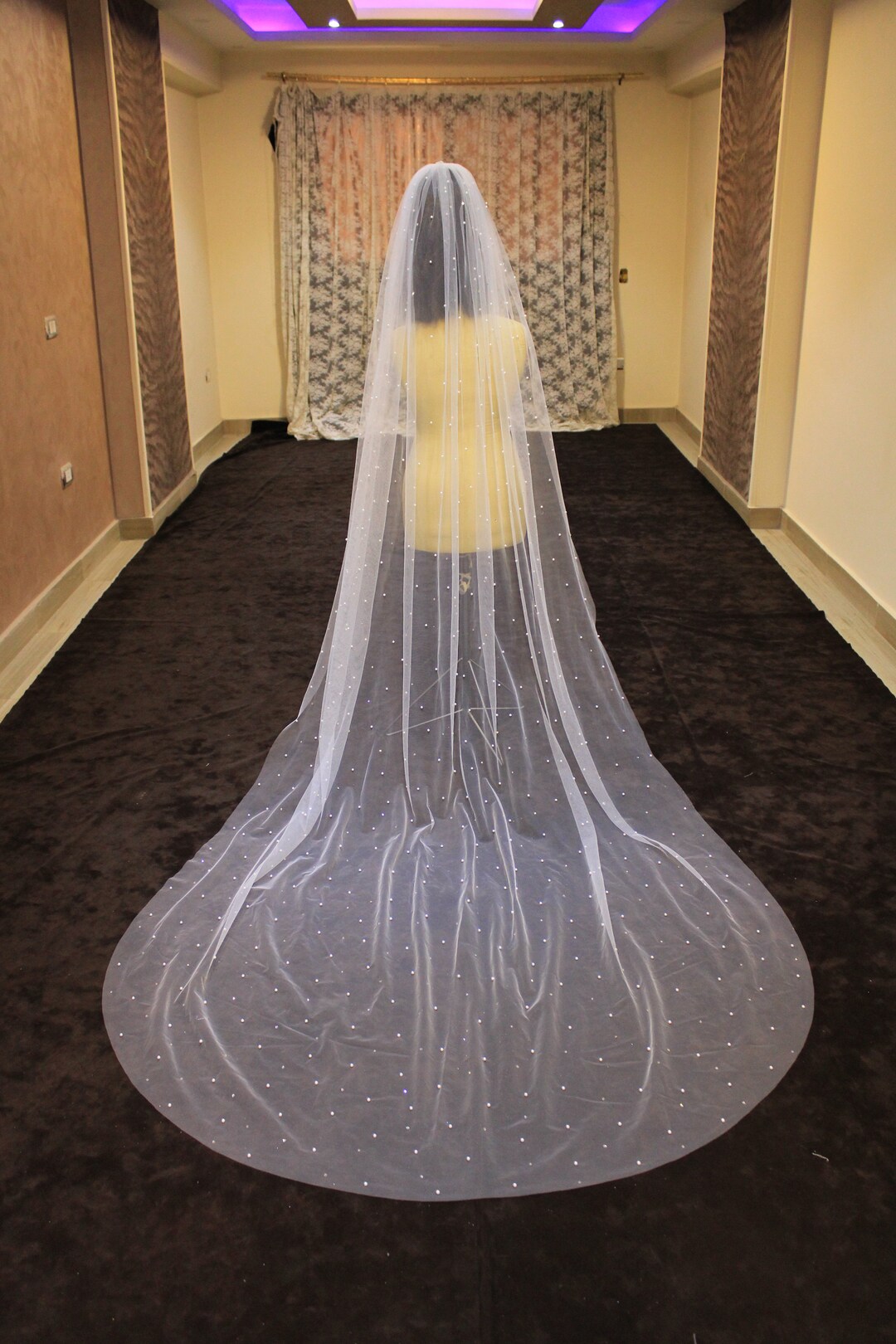 Pearls Wedding Veil, Floral Veil, Pearls Veil, Scattered Pearls Veil ...