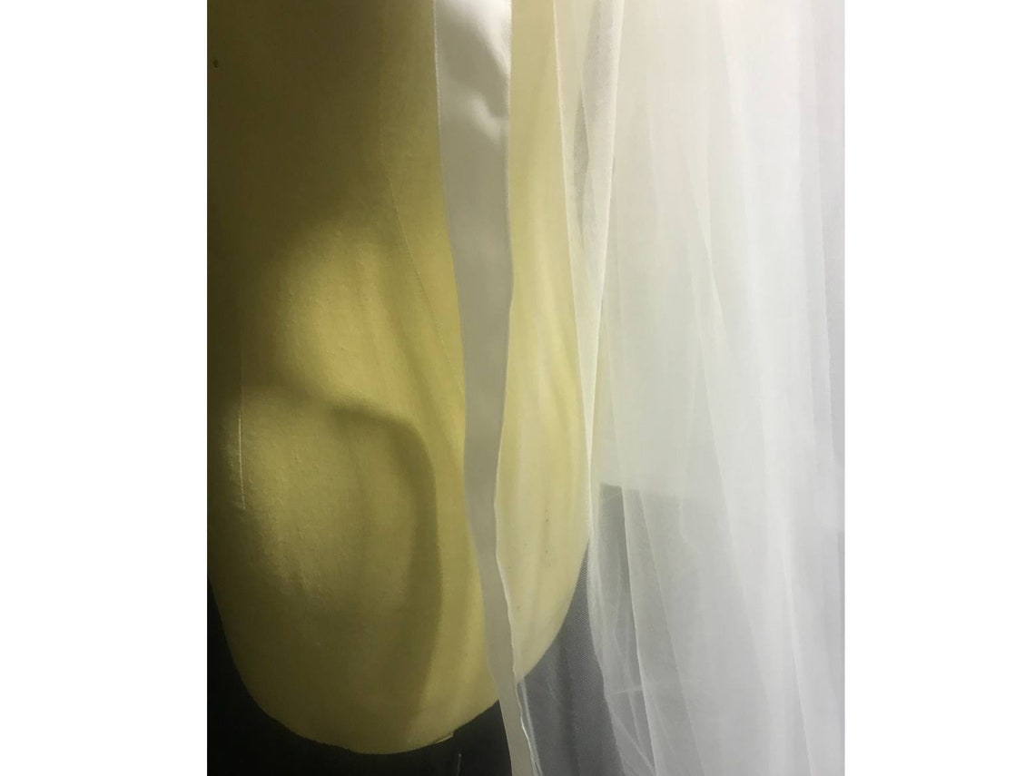 Silk Ribbon Edge Satin 1 Tier Cathedral Veil Ivory Satin Edge | Etsy