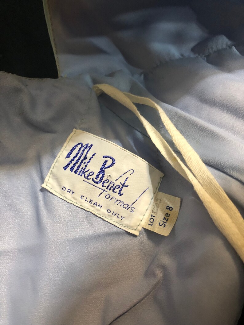 60s Ice Blue Vintage Mike Benet Chiffon & Silver Sparkle Formal Dress ...
