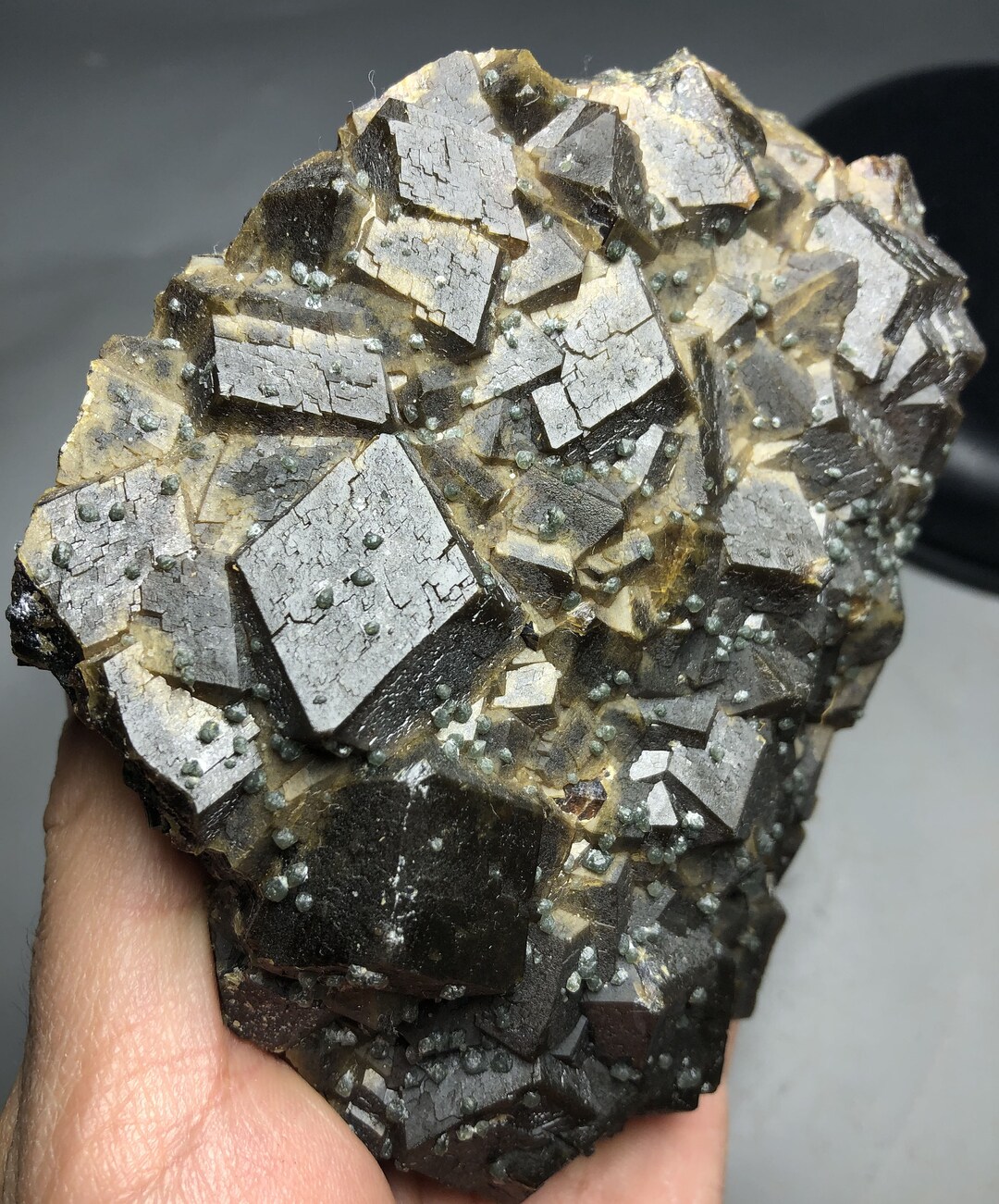 661g New Find Raw Natural Rare Garnet & Green Skeletal Crystal ...
