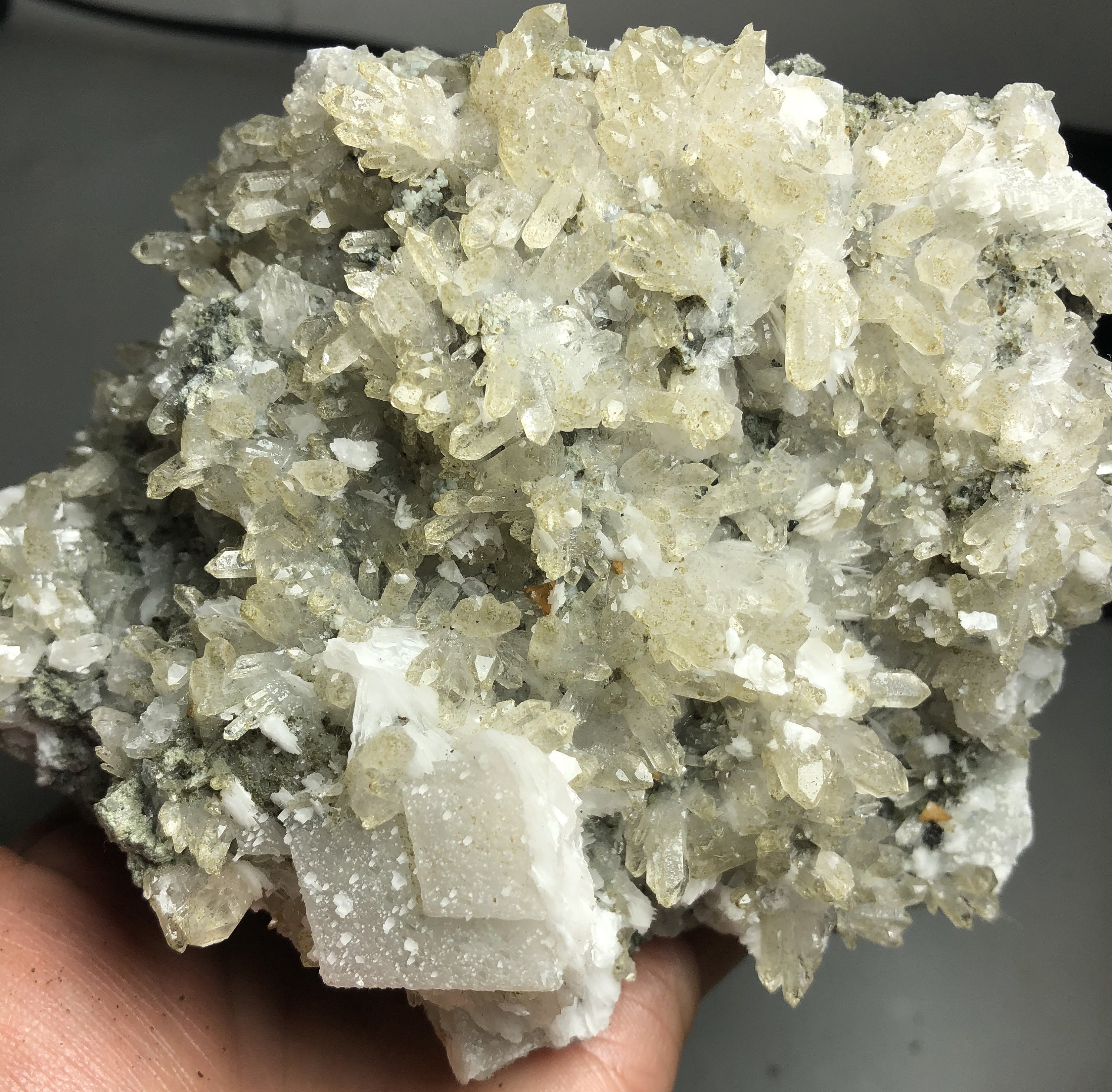 1448g Rare Natural White QUARTZ CRYSTAL Cluster & Calcite | Etsy