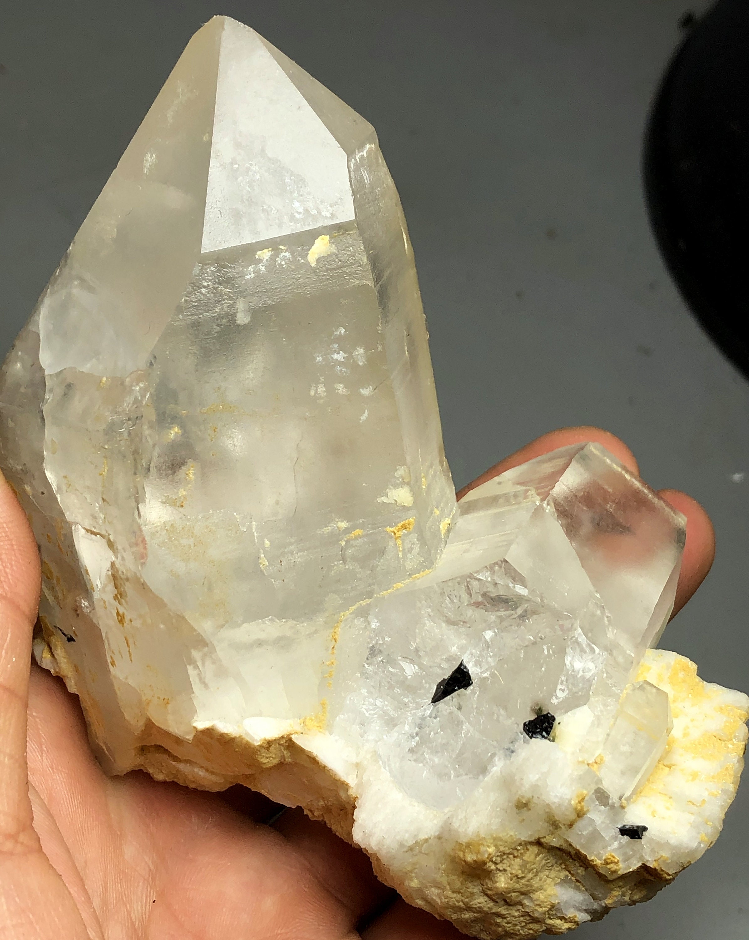 316g NATURAL White QUARTZ Crystal & black Tourmaline/White | Etsy