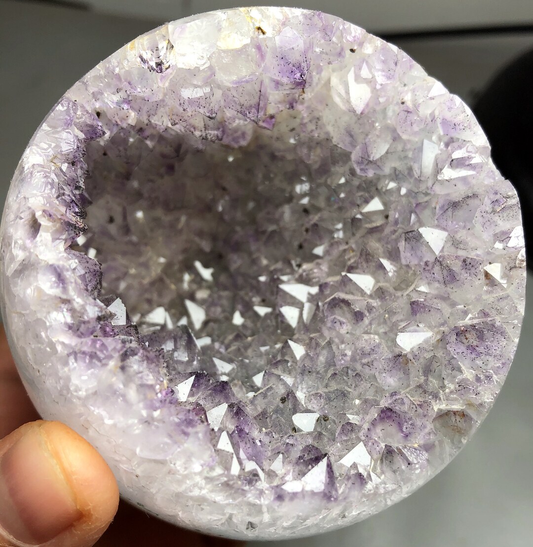 435g Natural Geode Amethyst Agate Sphere Ball Decor Crystal Healing ...