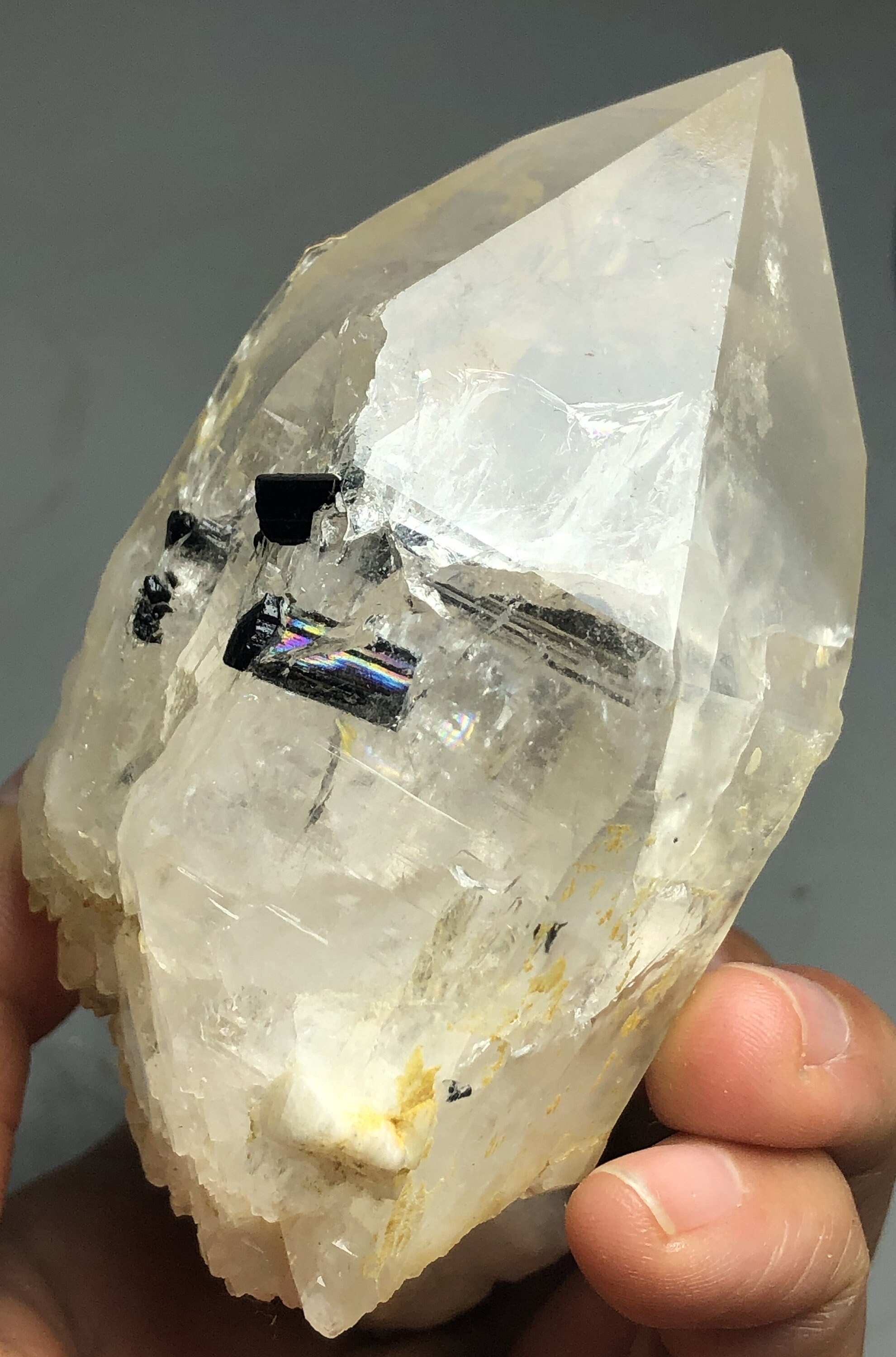 316g NATURAL White QUARTZ Crystal & black Tourmaline/White | Etsy