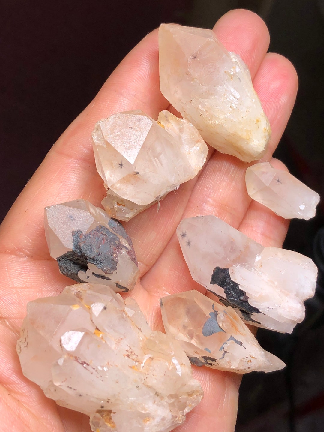95g 7pic Natural Hollandit Star Quartz CRYSTAL Point & Trapiche Haar ...