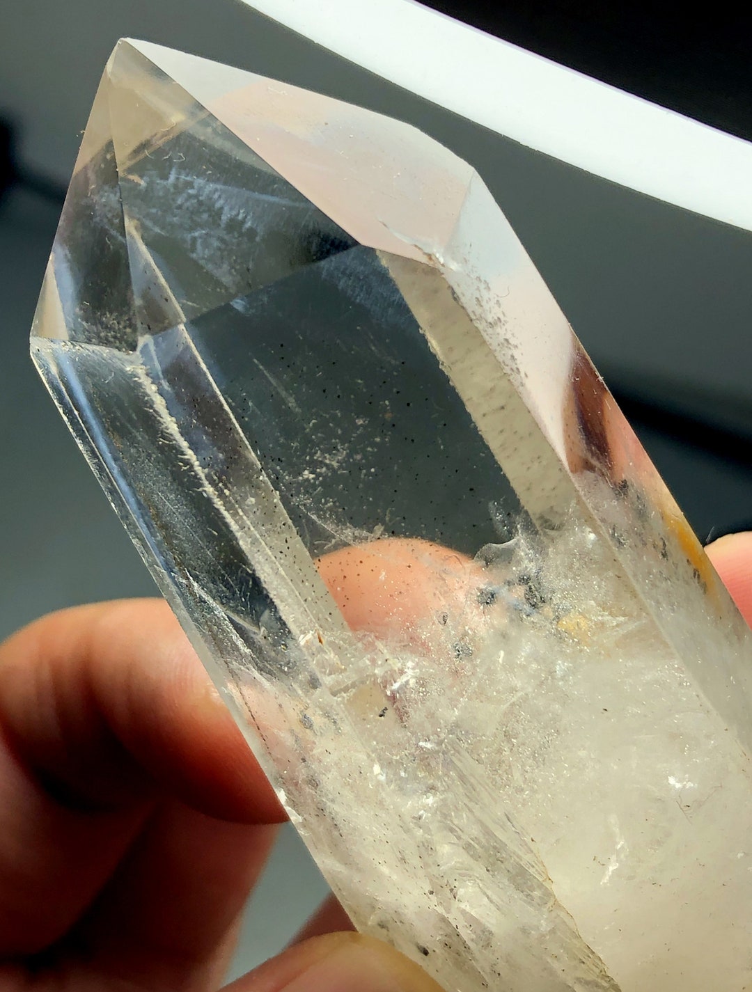 121g Natural Reiki Quart Crystal BLUE angel Feathers WAND POINT ...