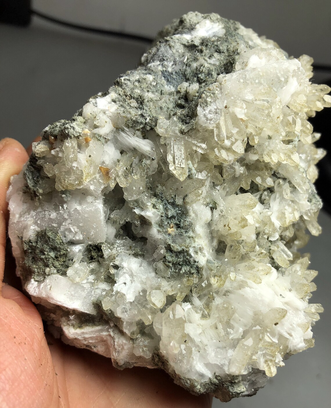 1448g Rare Natural White QUARTZ CRYSTAL Cluster & Calcite | Etsy