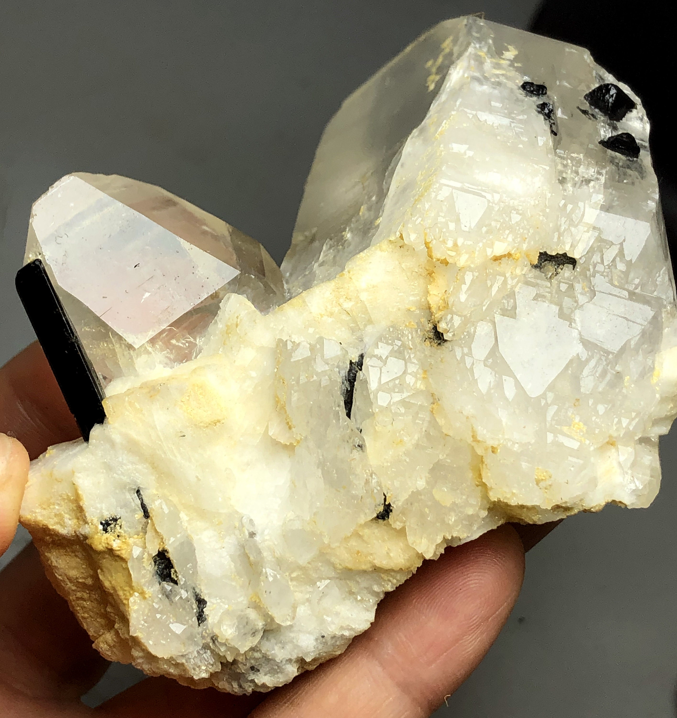 316g NATURAL White QUARTZ Crystal & black Tourmaline/White | Etsy