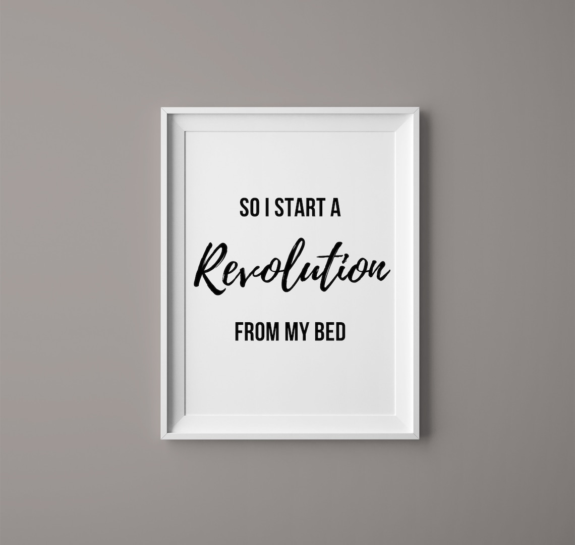 So I Start A Revolution From My Bed, Oasis Lyric, Oasis Print, Typography, Home Fashion ...