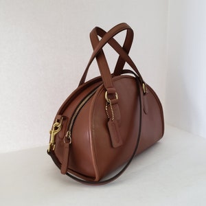 British Tan CHADWICK BOWLER Satchel Bag With Brass, Vintage Coach 9928 ...